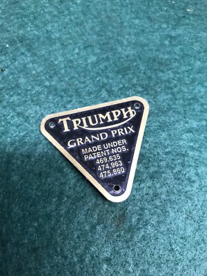 Triumph GP Grand Prix Patent Plate Timing Cover Badge NEW Rivets | eBay UK