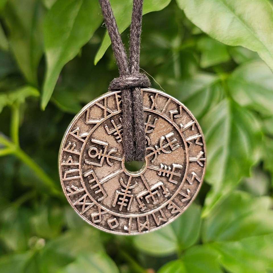 Vegvisir Rune Wheel Pendant Necklace Valknut Odin Hammer Rune Norse ...