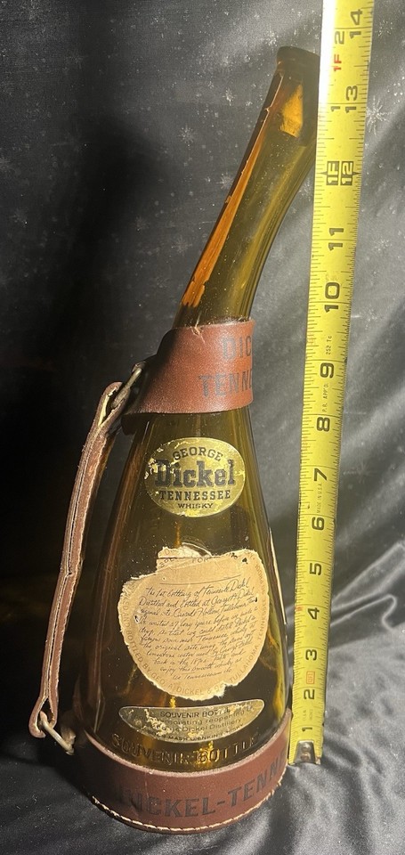 Vintage George Dickel Tennessee Powder Horn Whiskey Glass Bottle ...