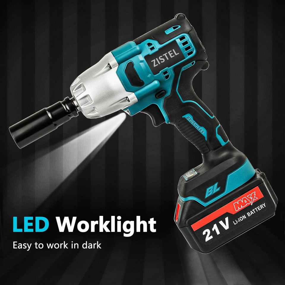 Max 800Nm Electric Impact Wrench 1/2" Brushless High Toque Power Wrench ...