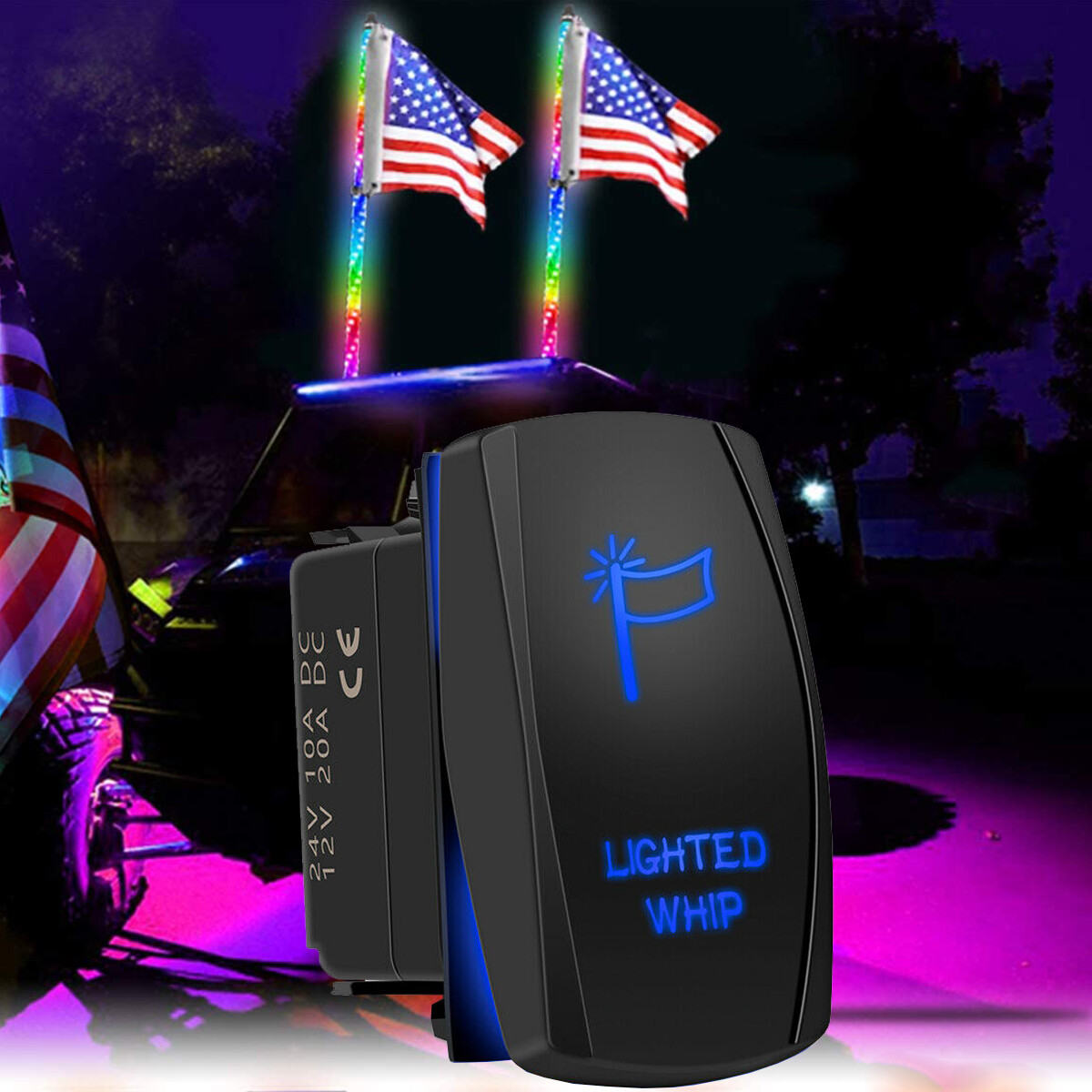 LIGHTED WHIP Laser Rocker Switch For Truck Pickup RZR Can-am UTV LED ...