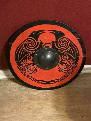 24" Medieval Viking Ever Valhalla Raven Shield Authentic Battleworn ...