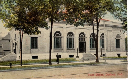 Postcard Post Office Goshen Indiana c1915 Street Scene -9446 | eBay