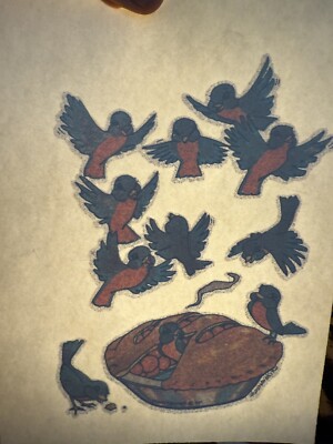 Birds Pie Sparkly Vintage Iron On Transfer Rare Roach Holoubek | eBay