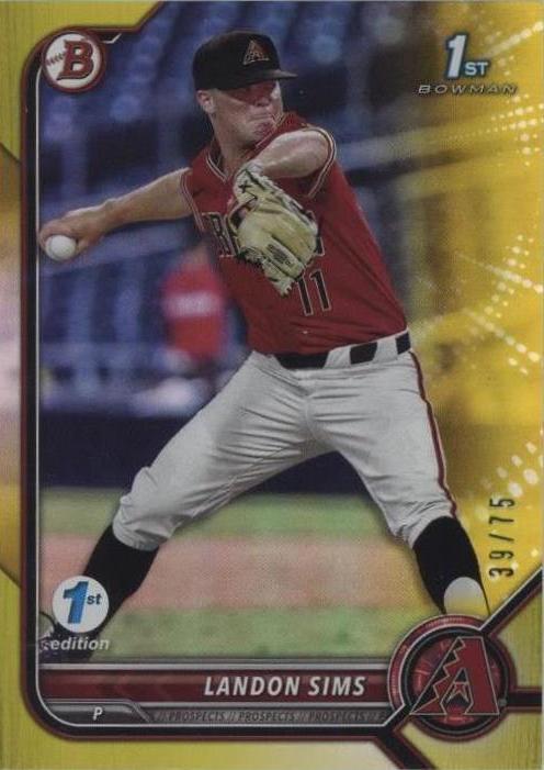 2022 Bowman Draft 1st Edition - Landon Sims #BD-72 Yellow Foil /75 (RC ...