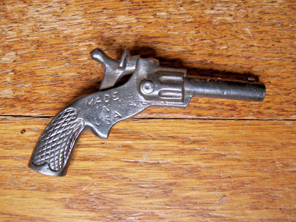 Antique Pluck Toy Cap Gun Working Cast Iron USA Pistol Toy with ...