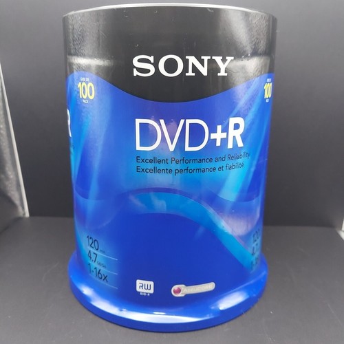 Sony DVD+R 4.7 GB AccuCore Recordable DVDs Physical Media 100 Disc Pack ...