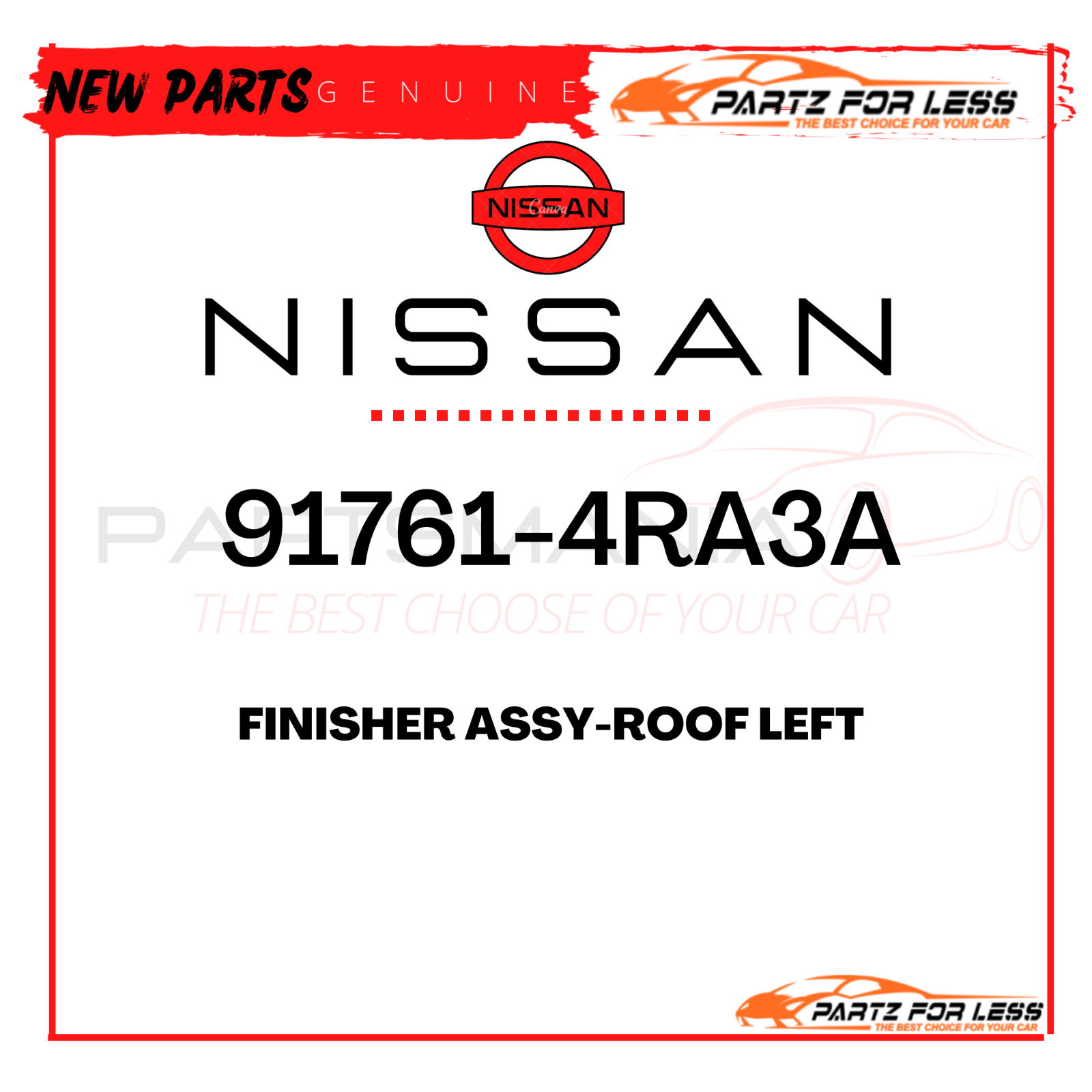 91761-4RA3A NISSAN GENUINE FINISHER ASSY-ROOF LEFT 917614RA3A NEW OEM ...