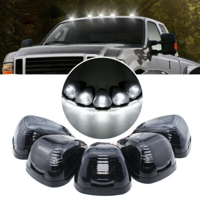 Smoked Lens White LED Cab Roof Marker Lights For 99-16 F250 F350 F450 ...