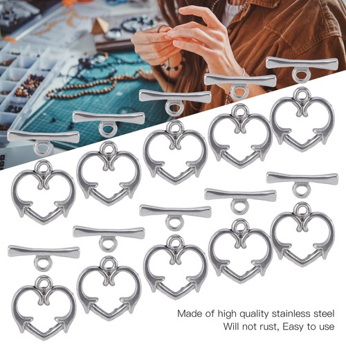 20Pcs OT Toggle Buckle Stainless Steel Heart Shaped Jewelry Accessories ...