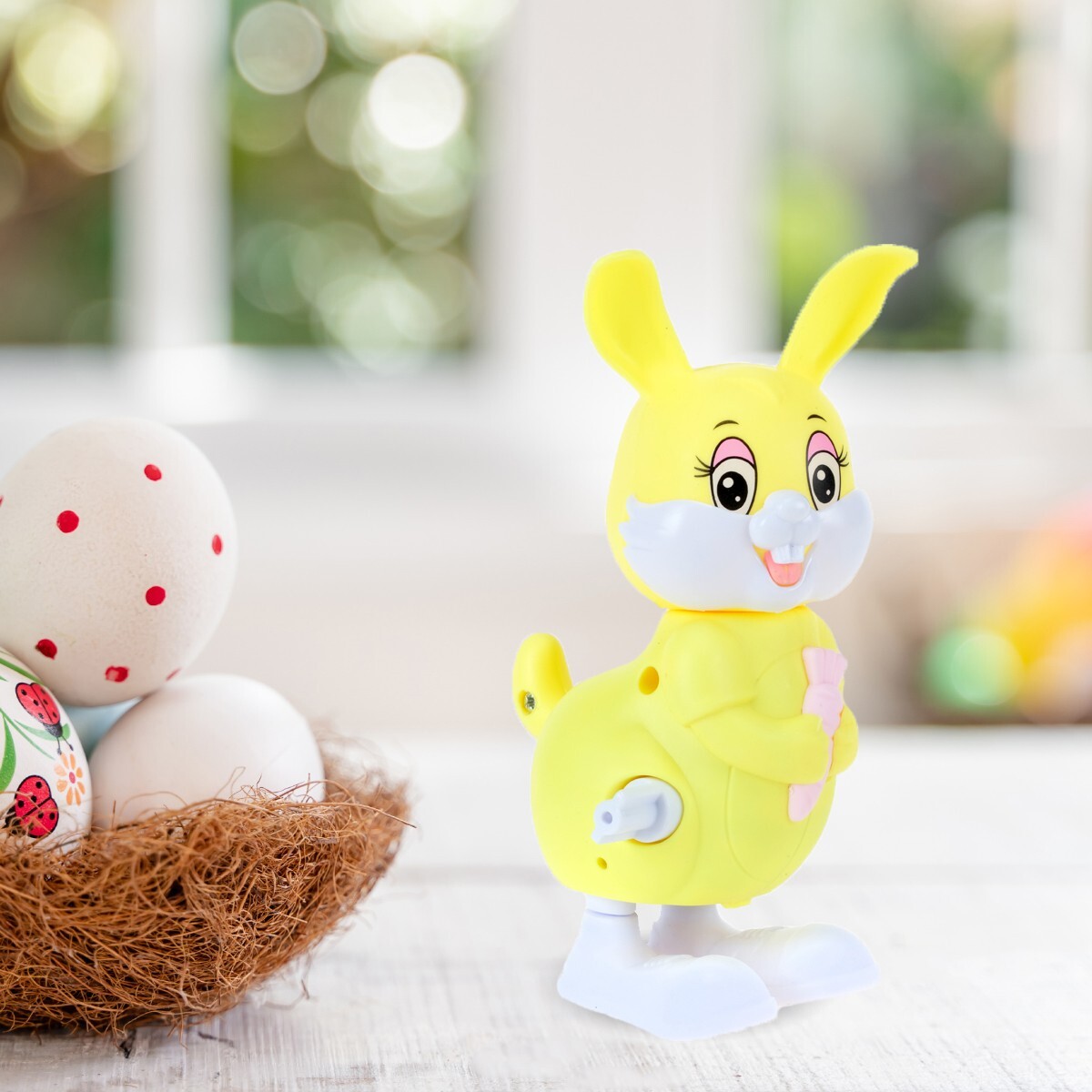 Easter [3PCE] Wind Up Rabbit Toy, Gag Toy Plush, Hopping Toy (6.5cm x ...