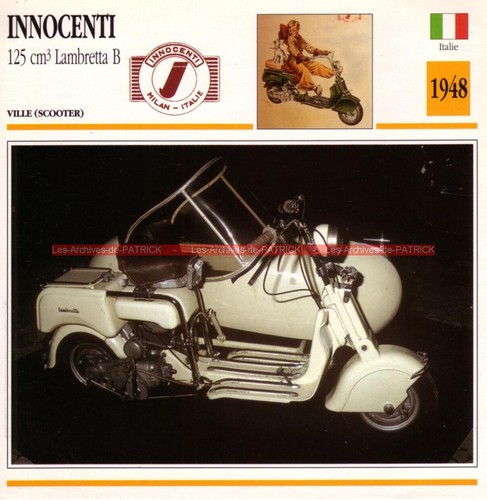 INNOCENTI 125 LAMBRETTA Type B + Side-Car PARRI 1948 : Fiche Moto ...