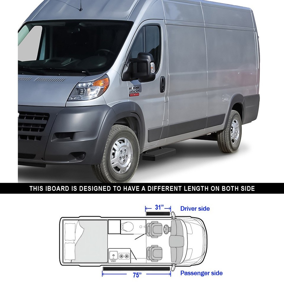 APS Running Boards 6in Matte Black Fit 14-26 Ram ProMaster 118in ...