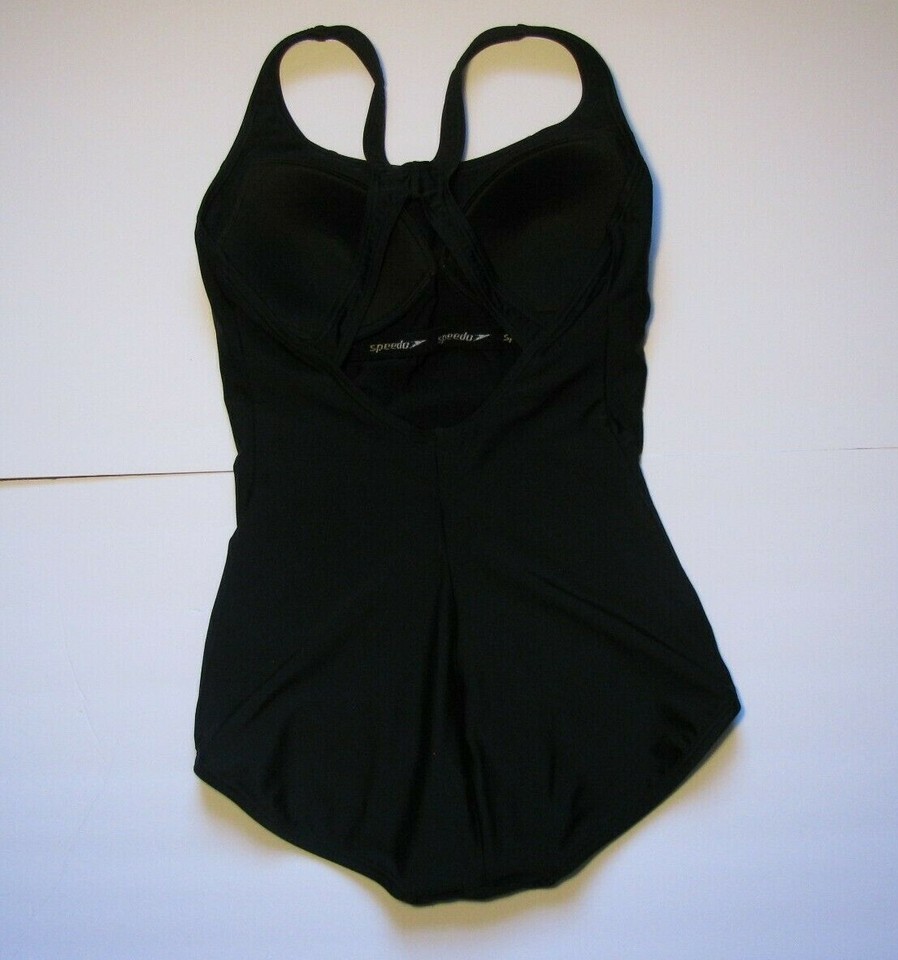 Speedo Conservative Ultraback Princess Seam Performance Black Swimsuit ...