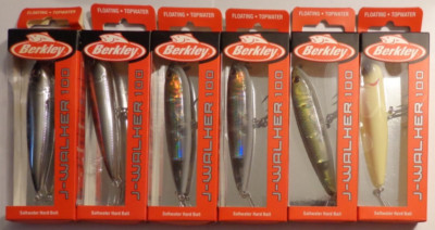 Lot of 6 New Berkley J-Walker 100 Saltwater Topwater Hard Bait Fishing ...