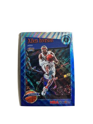 2019-20 Panini NBA Hoops Premium Stock Allen Iverson Blue Wave SSP RARE ...