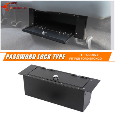 Rear Under SEAT Consol Safe Black Gun Box Organizer For Ford Bronco 4 ...