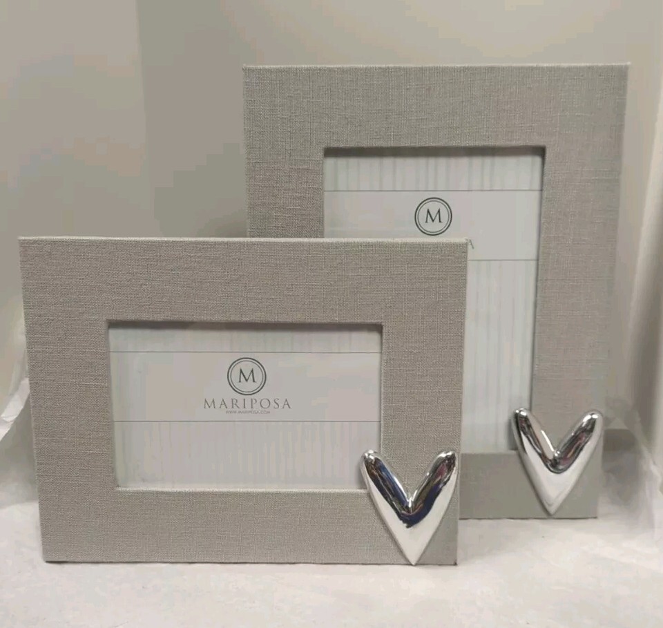 Mariposa Pair Of Gray Linen Frames | eBay