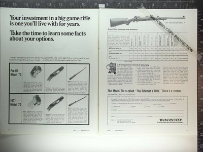 2 pg 1971 Winchester Rifle Model 70 lever action vintage ad ...