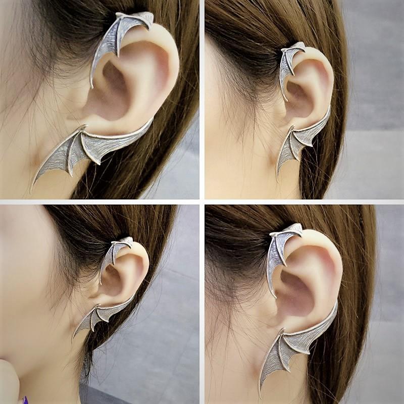 SINGLE LEFT Sterling Silver Large Vampire Bat Wing Earring Ear Cuff ...