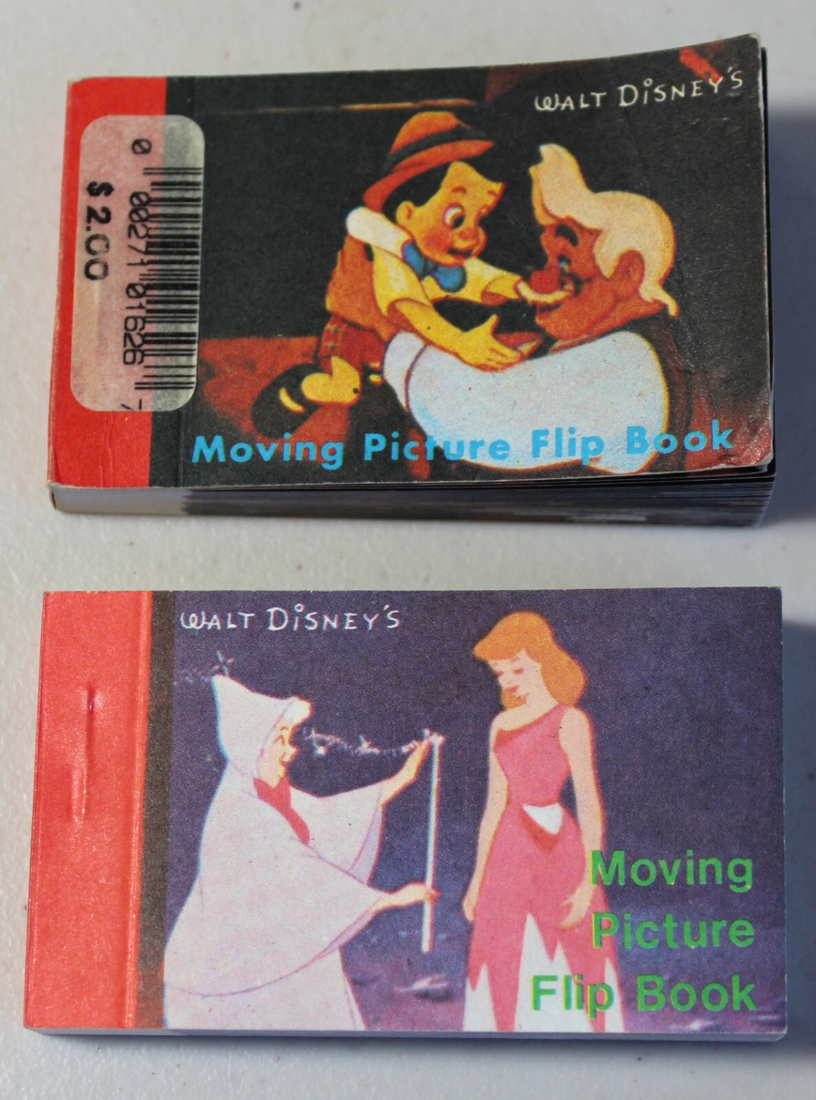 Lot of 2 Vintage Walt Disney's Moving Picture Flip Book - Cinderella ...