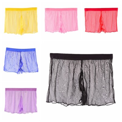 Men Sheer Mesh Briefs Boxers Underpants Underwear See Through Sexy ...
