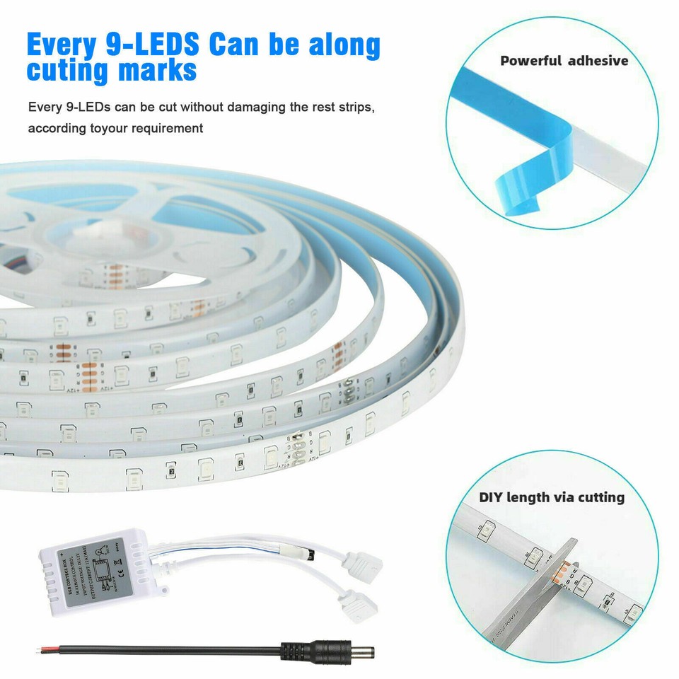 32FT LED Strip Lights Remote Control Bedroom Waterproof for Indoor ...
