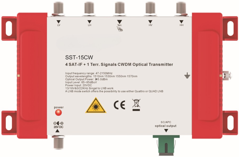 75±10dB 47-2150MHz SST-15CW Satellite Optical Transmitter 1550nm 3 mW(≥ ...