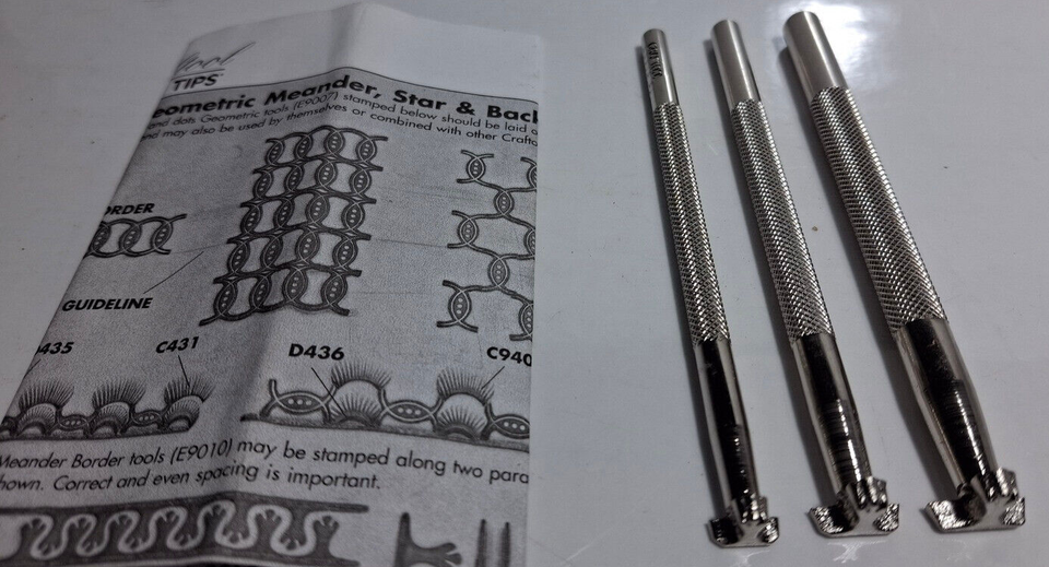 3 pieces Tandy Leather CRAFTOOL Stamping Tool Meander Border D9010-01 ...