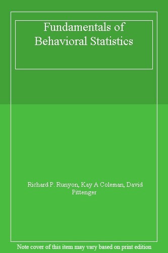 Fundamentals of Behavioral Statistics By Richard P. Runyon | eBay