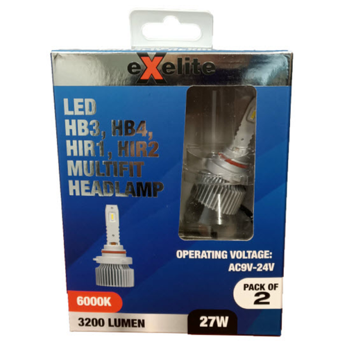 Exelite Multifit Led Headlight Globes 6000K 3200 Lumen (2Pc) HB3 HB4 ...