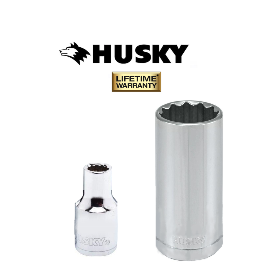 New Husky Socket 1/4", 3/8" or 1/2" Drive 6/12 Pt Shallow / Deep SAE mm ...