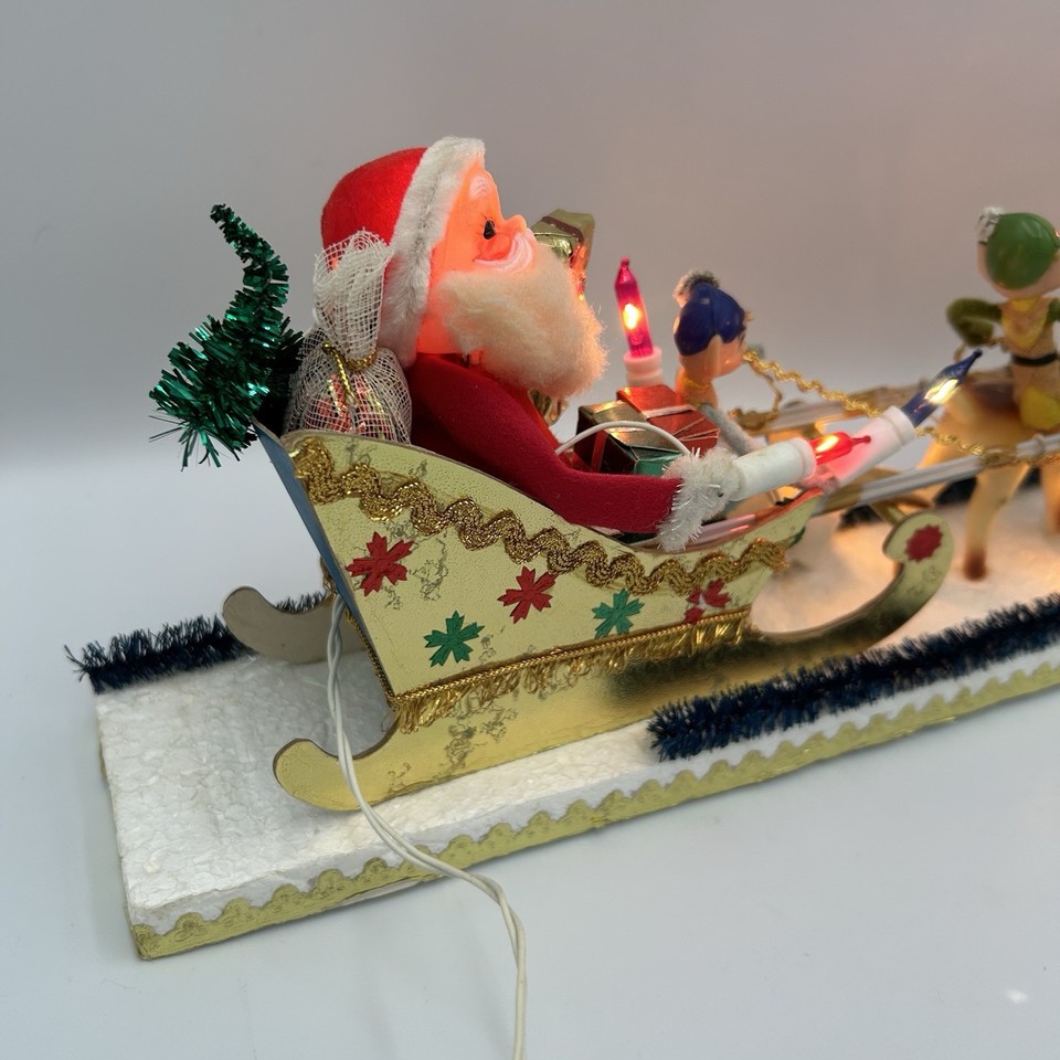 Vintage Twinkle Glow Electric Santa Sleigh Decoration With Original Box ...