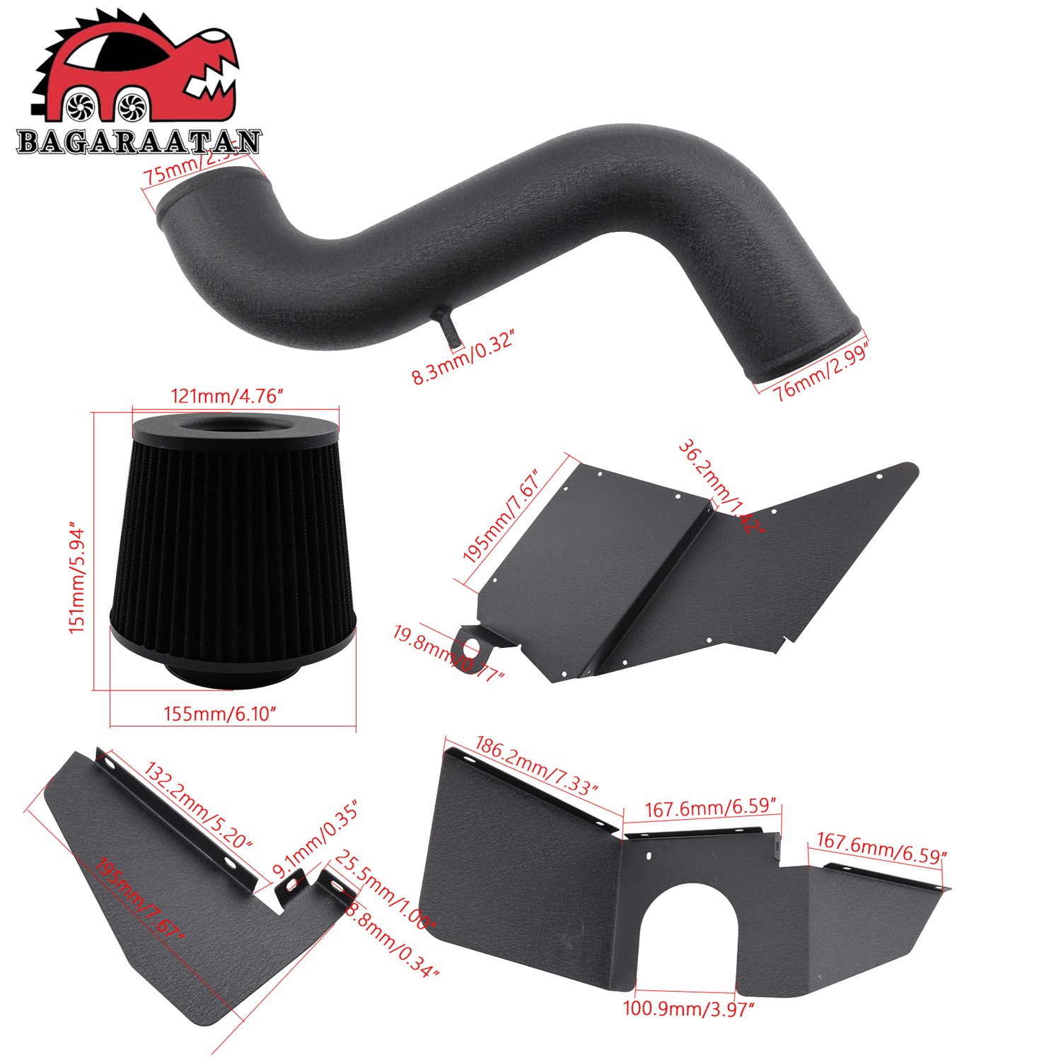 High Flow Cold Air Intake Pipe For VW Golf MK5 MK6 Beetle Scirocco 1 ...