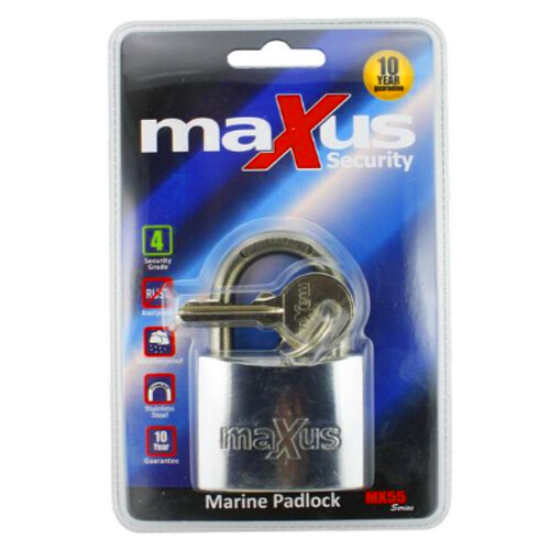 MAXUS Silver Chrome STRONG 40mm Marine Padlock KEYED ALIKE KA each with ...