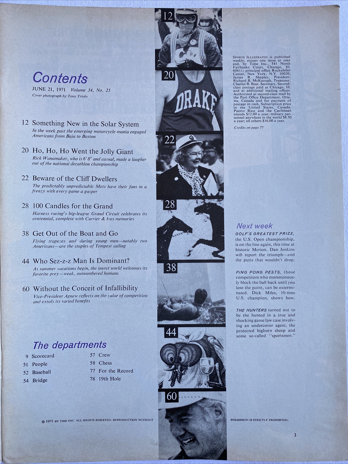 1971 June 21 Sports Illustrated Magazine Rick Wanamaker Decathalon ...