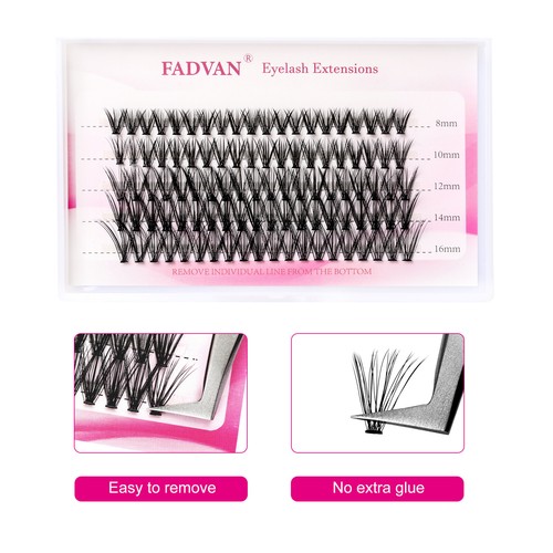 Fadvan Cluster Eyelash Natural Curl Lash Individual Lashes Thick False ...