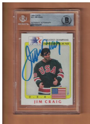 JIM CRAIG AUTOGRAPHED 1983 TOPPS GREATEST OLYMPIANS HOCKEY CARD SIGNED ...