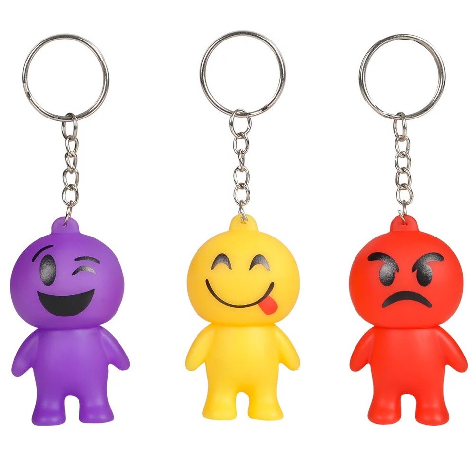 2.5" Emoticon Guy Keychain (12 Pack) Rubber Birthday Party Favor ...