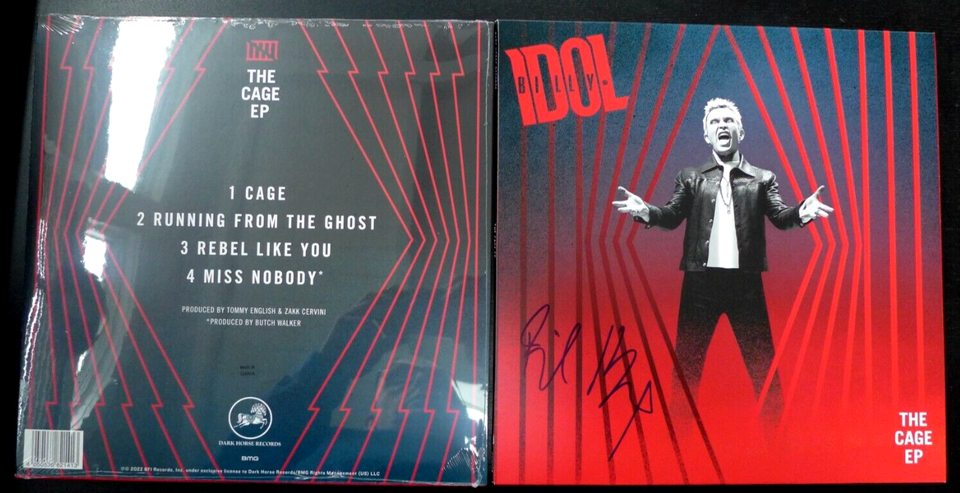 BILLY IDOL AUTOGRAPHED "THE CAGE" SIGNED EP COVER AND NEW SEALED VINYL ...