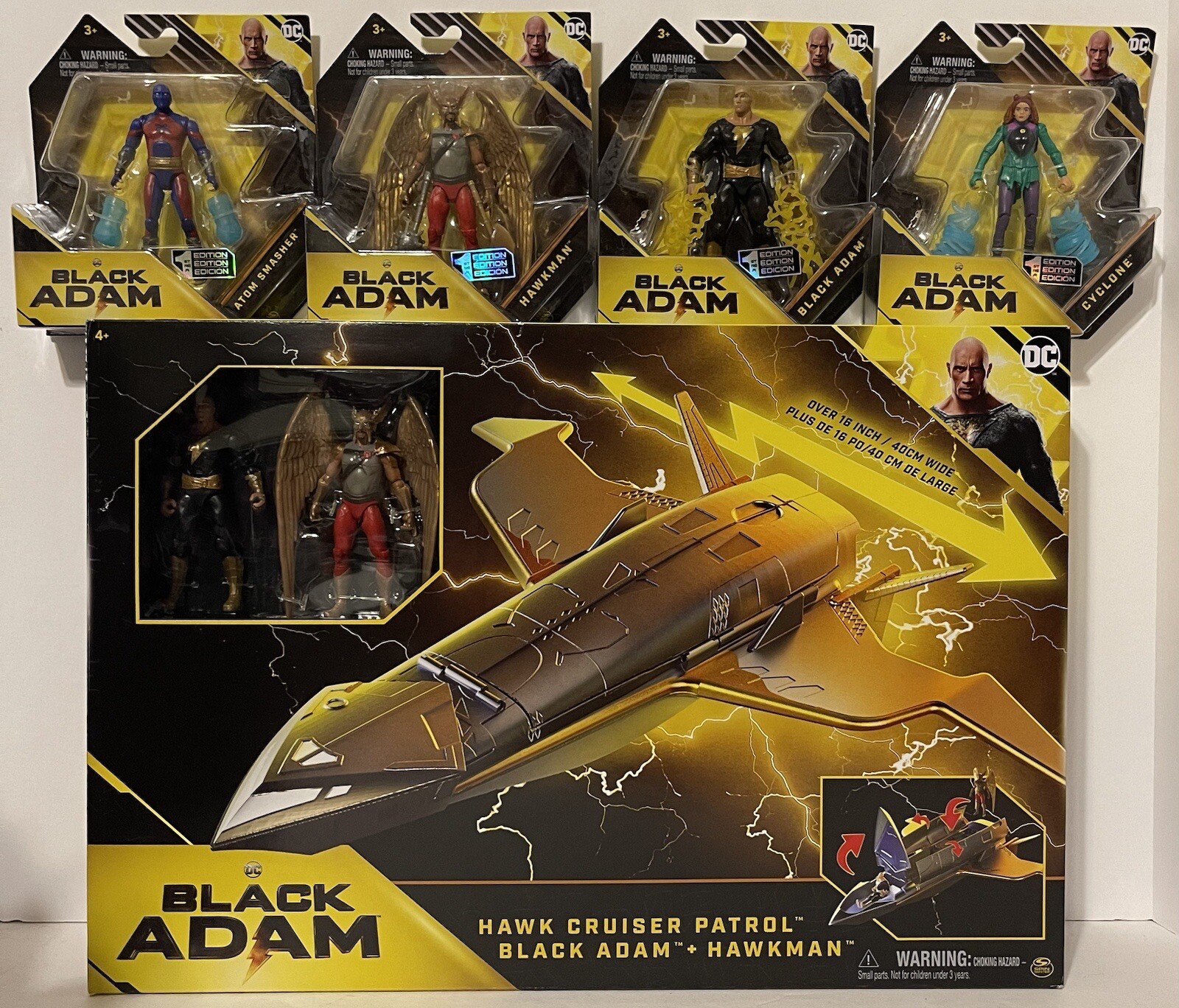 DC Hawkman Atom Smasher Cyclone Black Adam 1st Ed 4 Inch Figure W/ HAWK ...