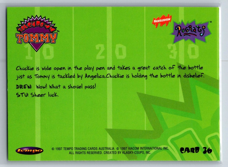 1997 Tempo Rugrats Touchdown Tommy Sheer Luck Chuckie Finster #36 | eBay