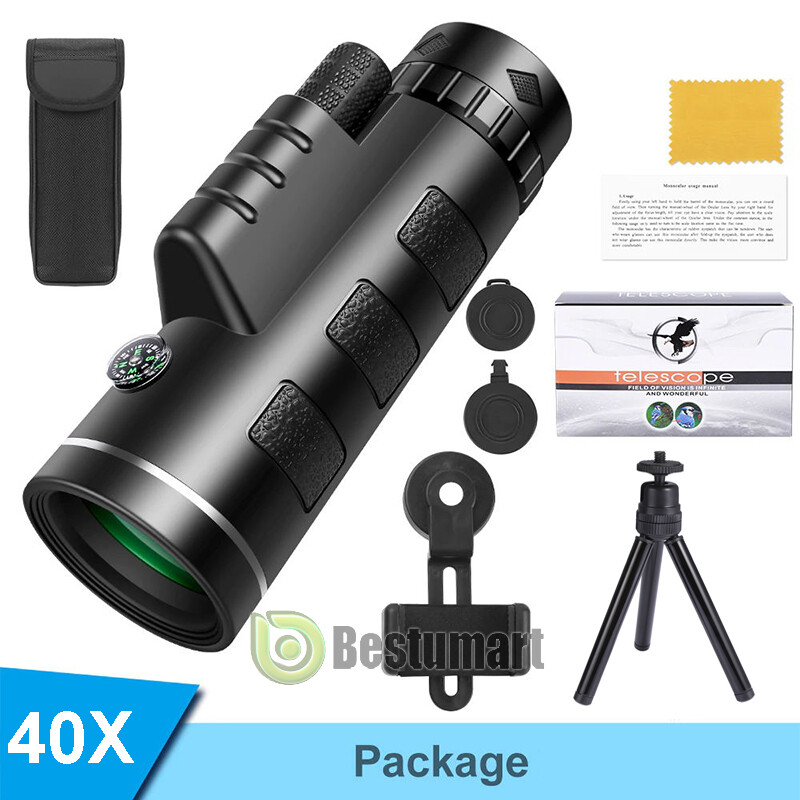 40X60 High Power Prism Monocular Clip &Tripod Star Scope BK4 Prism ...