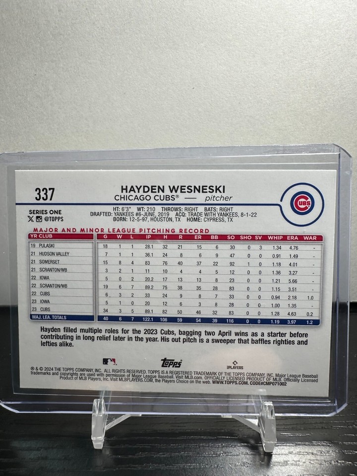 2024 Topps Hayden Wesneski "Yellow Border SP" (Chicago Cubs) #337 | eBay