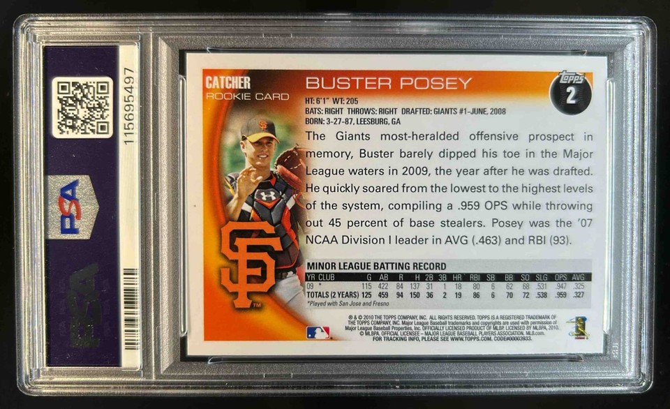2010 Topps Buster Posey RC Rookie #2 Giants PSA 10 | eBay