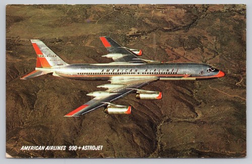 Vtg 1963 American Airlines 990 Astrojet Jetliner Postcard Los Angeles ...