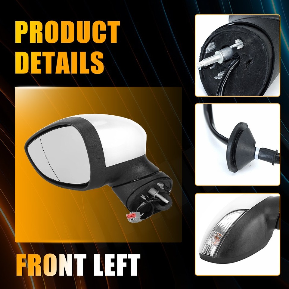 Left N/S White Door Wing Mirror Electric Heated For Ford Fiesta MK7 ...