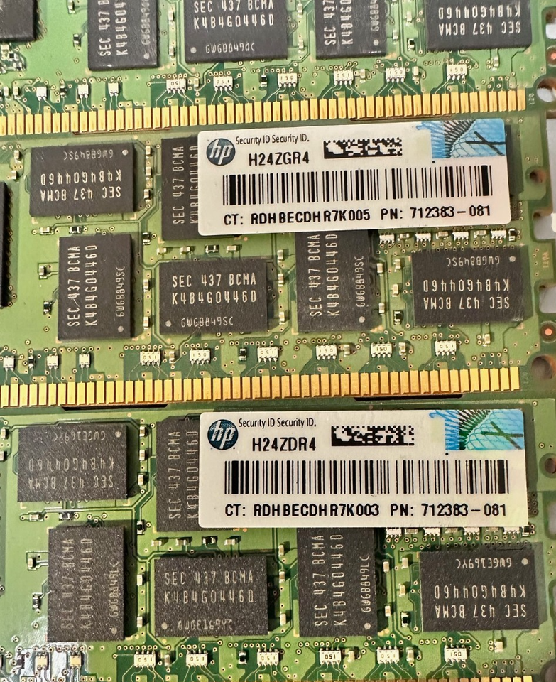 JOB LOT OF 32 X 16gb PC42rx4 pc3-14900r HP 712383-081 SERVER RAM Memory ...