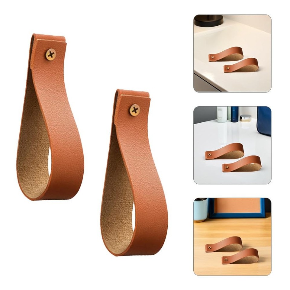 Leather Curtain Rod Straps - 4pcs Wall Mounted Leather Strap Hooks Wall ...