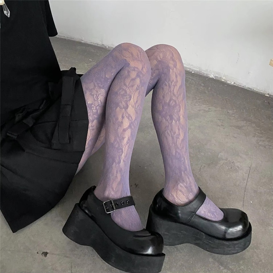WOMENS FLORAL LACE PATTERN FISHNET TIGHTS FLOWER MESH PANTYHOSE ...